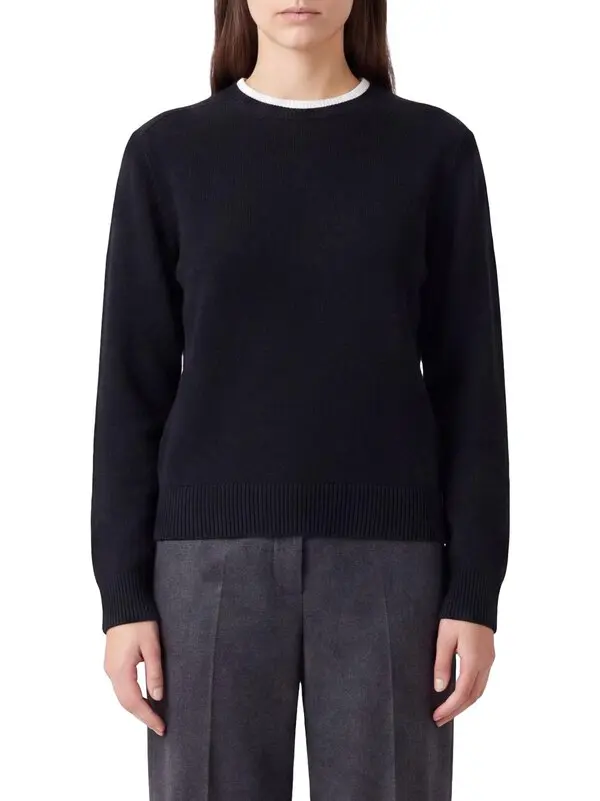 Loulou De Saison Otis Slim Fit Crewneck Jumper In Pure Cashmere - Black