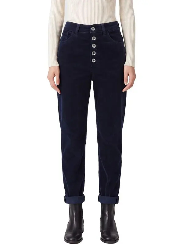 DONDUP Koons Straight Cropped Velvet Jeans - Blue