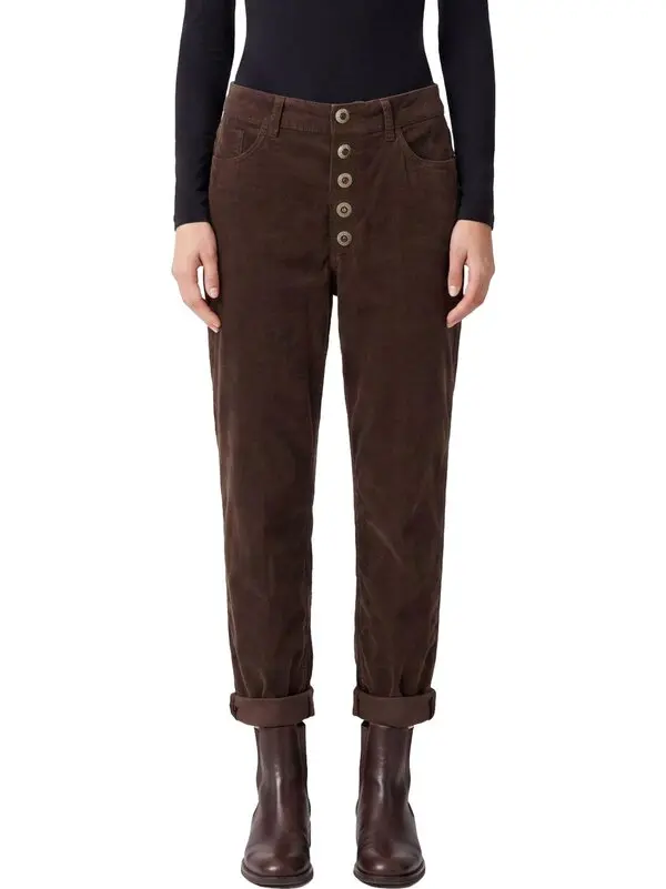 DONDUP Koons Straight Cropped Velvet Jeans In With Mid-rise - Brown