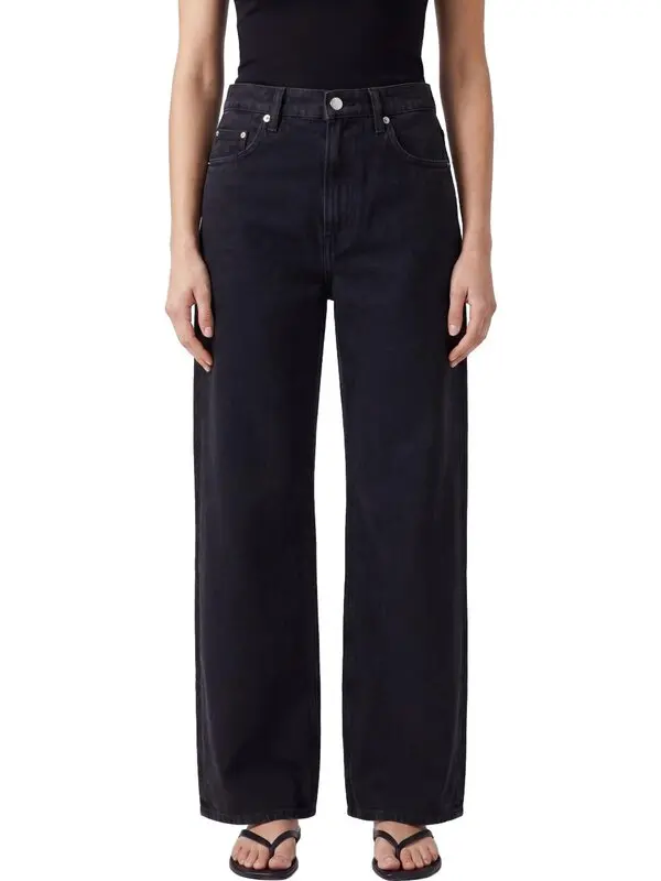 HAIKURE Winny High-waisted Wide-leg Organic Cotton Denim Jeans - Black
