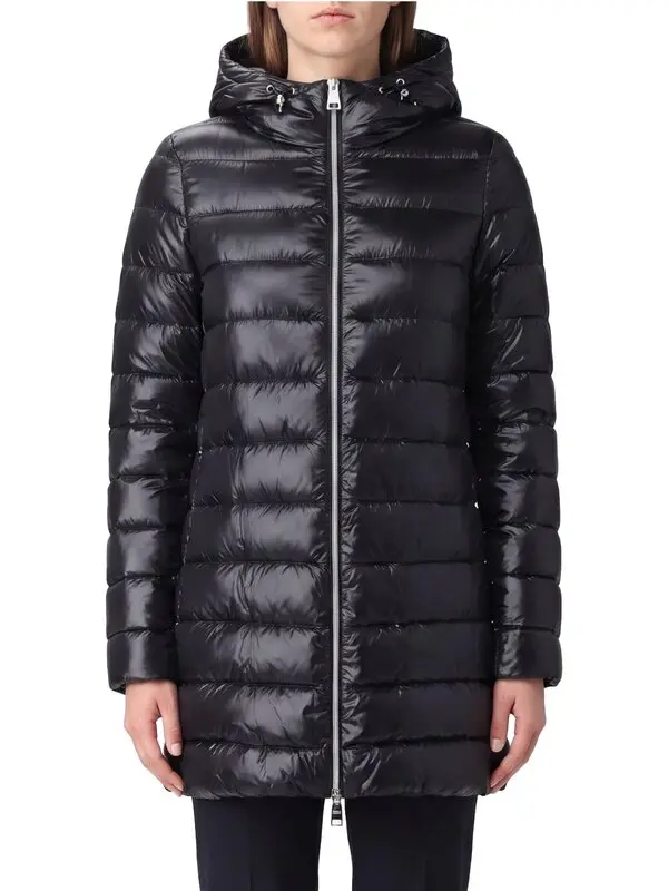 Herno Long Quilted Nylon Hooded Puffer Coat With Down Padding - Black