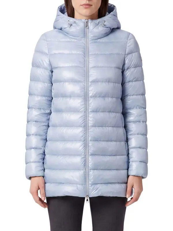 Herno Long Quilted Nylon Hooded Puffer Coat With Down Padding - Sky Blue