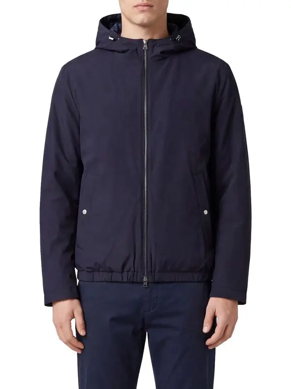 Herno Padded Nylon Hooded Windbreaker Jacket - Blue