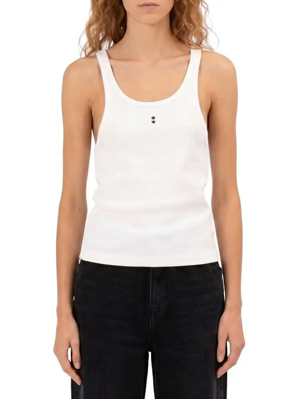 ICON DENIM LOS ANGELES Ribbed Jersey Tank Top - White