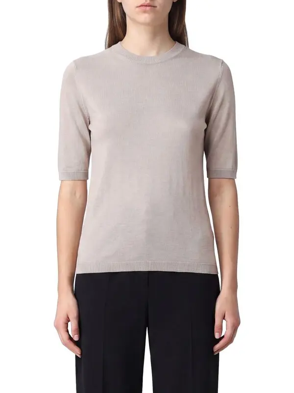 Max Mara Short-sleeved Silk And Cashmere Knit Top - Grey