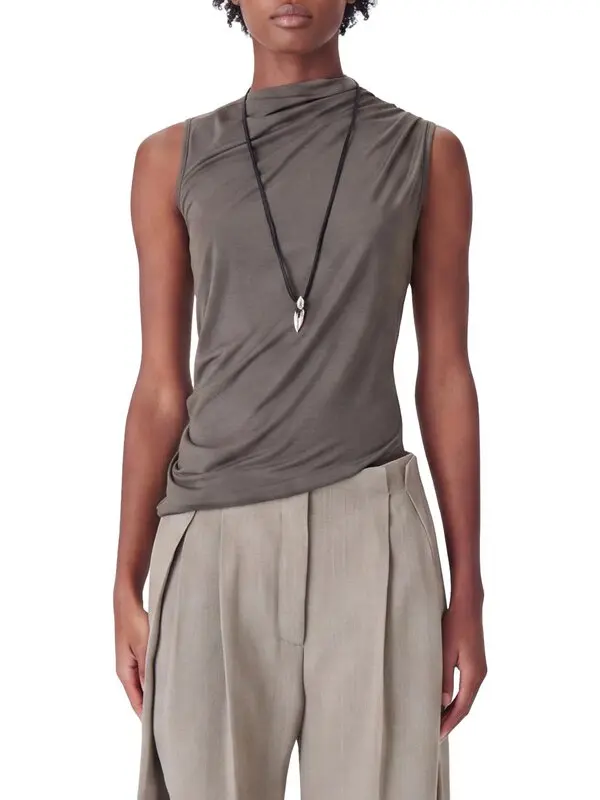 IRO PARIS Sleeveless Draped Top - Green