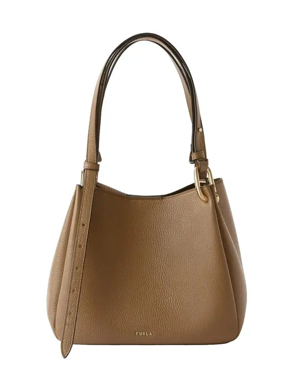 Furla Nuvola Grained Cowhide Leather Shoulder Bag With Double Adjustable Handles - Brown