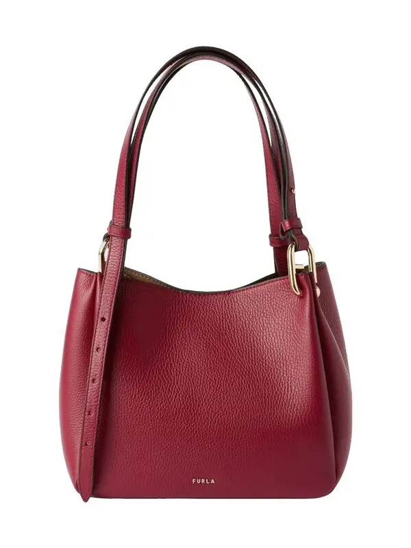 Furla Nuvola Grained Cowhide Leather Shoulder Bag With Double Adjustable Handles - Cherry