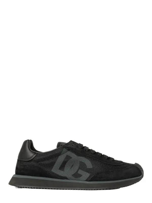 Dolce & Gabbana Dg Cushion Low Top Sneakers In Leather And Mesh With Dg Monogram - Grey