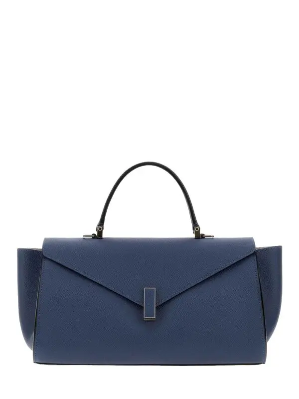 VALEXTRA Iside Grained Calf Leather Top Handle Bag With Shoulder Strap - Sapphire