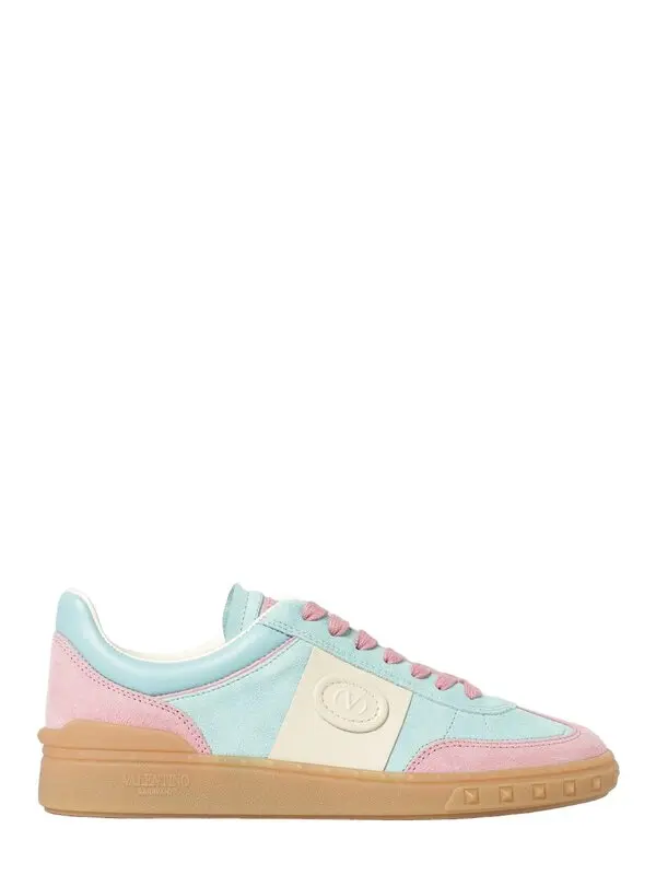Valentino Garavani Upvillage Calf Leather Sneakers With Vlogo Signature - Gnawed Blue