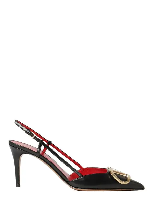 Valentino Garavani Slingback High Heel Sandals With Vlogo Accent - Black