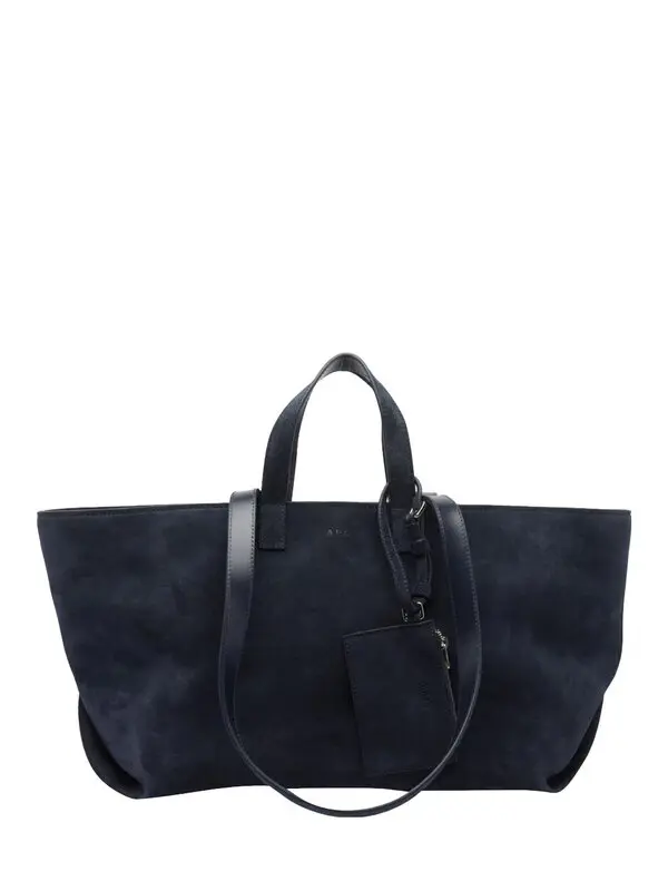 A.p.c. Large Suede Tote Bag With Four Handles - Navy