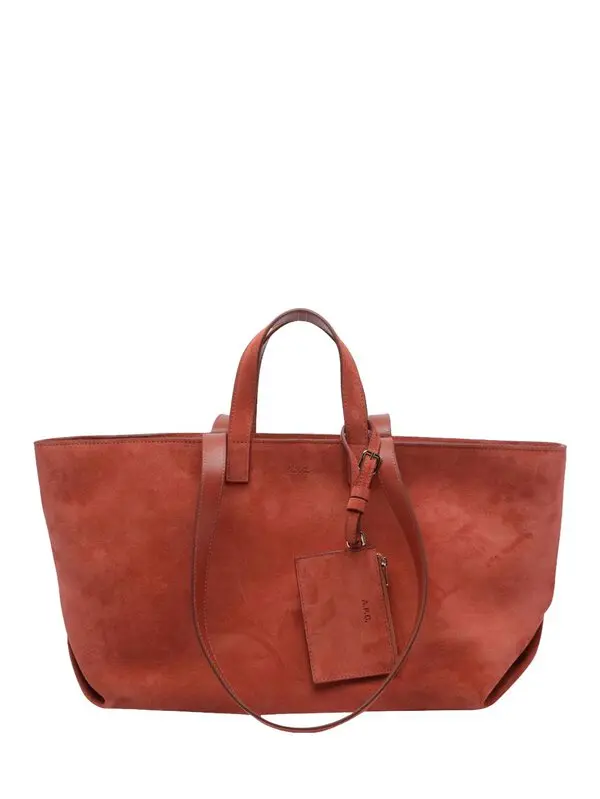 A.p.c. Large Suede Tote Bag With Four Handles - Red