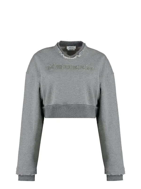Alexander McQueen Logo Cropped Sweatshirt - Grey