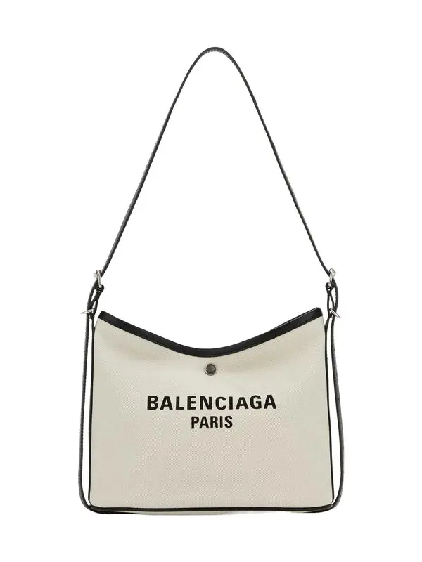 Balenciaga Logo-print Canvas Shoulder Handbag - Natblack