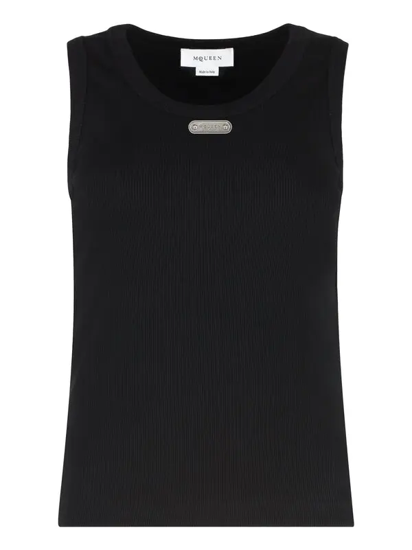 Alexander McQueen Inspired Ribbed Cotton Tank Top - Black