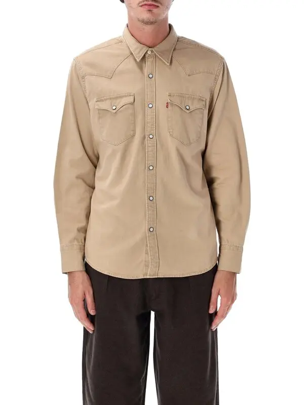 LEVI'S Inspired Barstow-style Cotton Denim Snap-front Western Shirt - Beige
