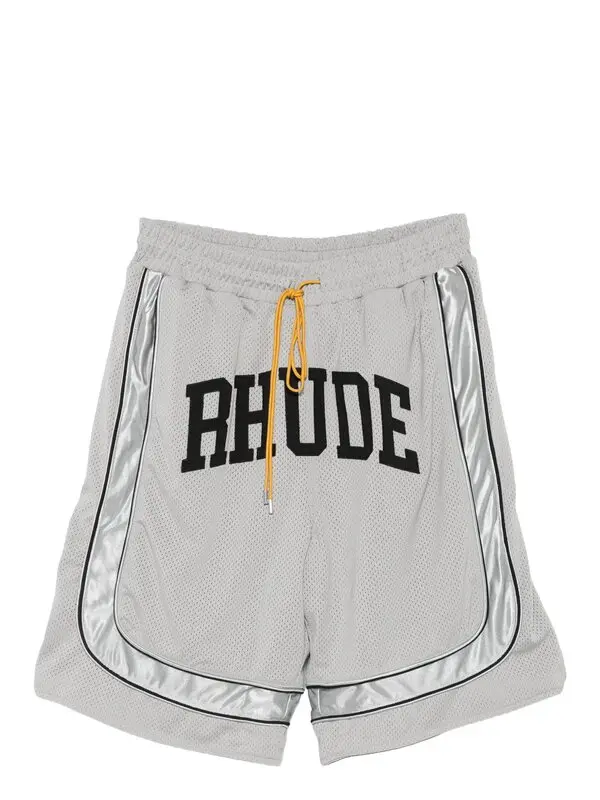 Rhude Baggy Mesh Collegiate Logo Shorts - Greysilver
