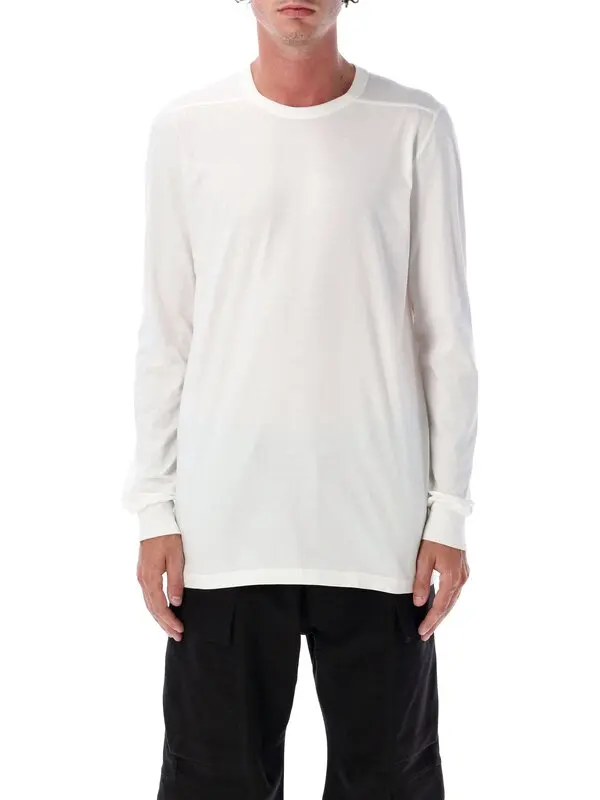 Rick Owens Level Mini T-shirt In Soft Cotton With Signature Seam - Milk