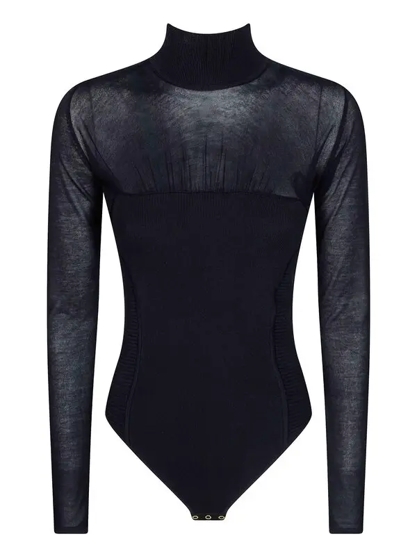 Elisabetta Franchi Ribbed Knit Bodysuit - Nero