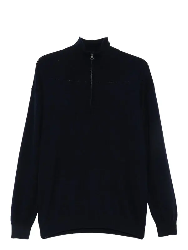 LISA YANG Cashmere Half-zip Stand-up Collar Sweater - Nero