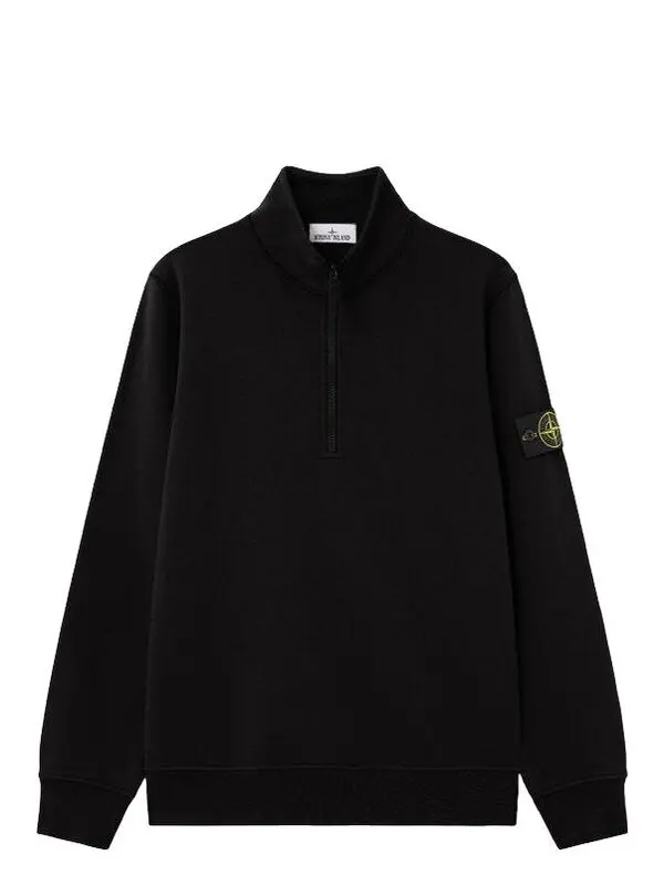 Stone Island Long Sleeve Knit Jersey Polo - Black