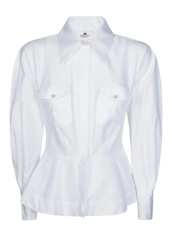 Elisabetta Franchi Shirt With Classic Collar And Button Front - Bianco