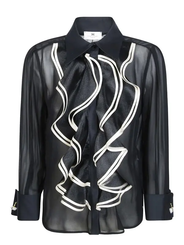 Elisabetta Franchi Shirt With Classic Collar And Button Front - Nero