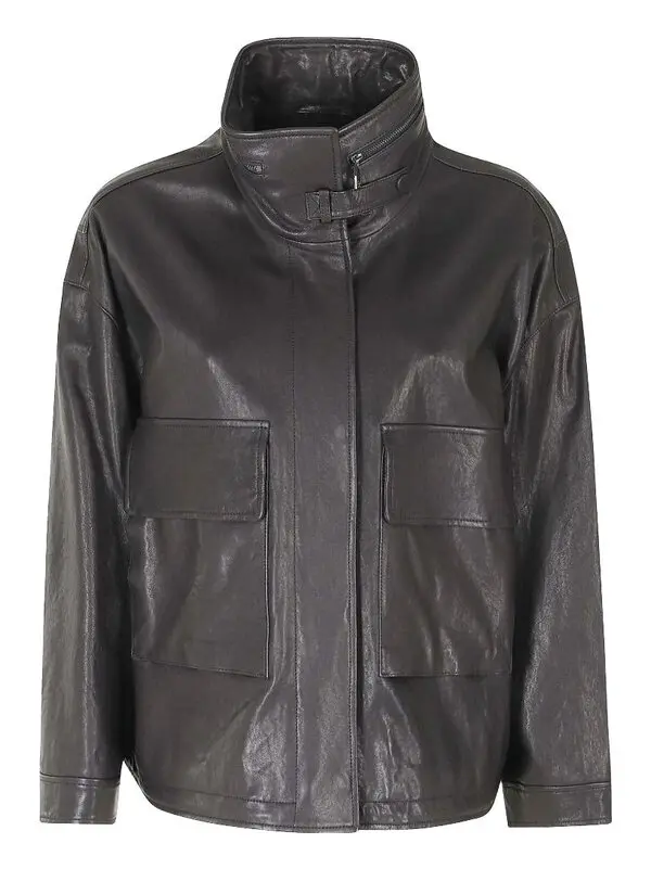 Emporio Armani Leather Blouson Jacket - Brown