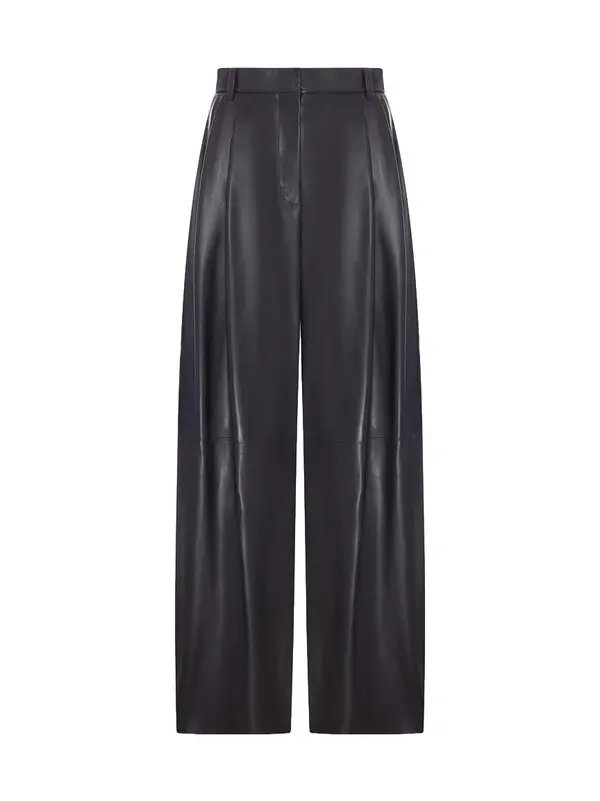 Giorgio Armani Wide Nappa Trousers With Pleats - Multicolor