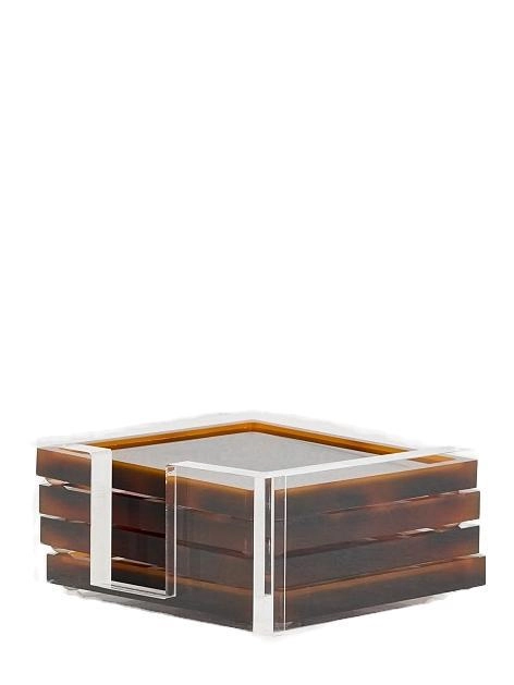 TIZO DESIGN Lucite Coasters And Holder - Tortoise