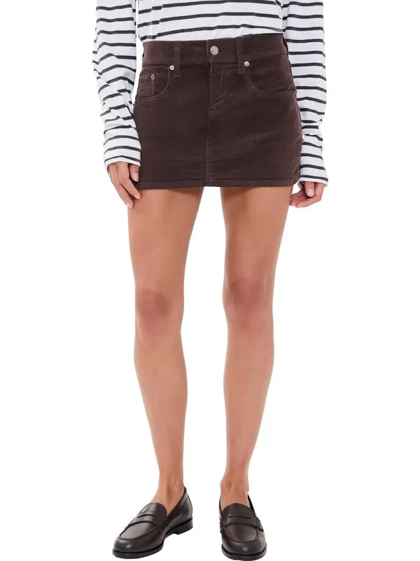 DAZE Micro Corduroy Mini Skirt - Chocolate