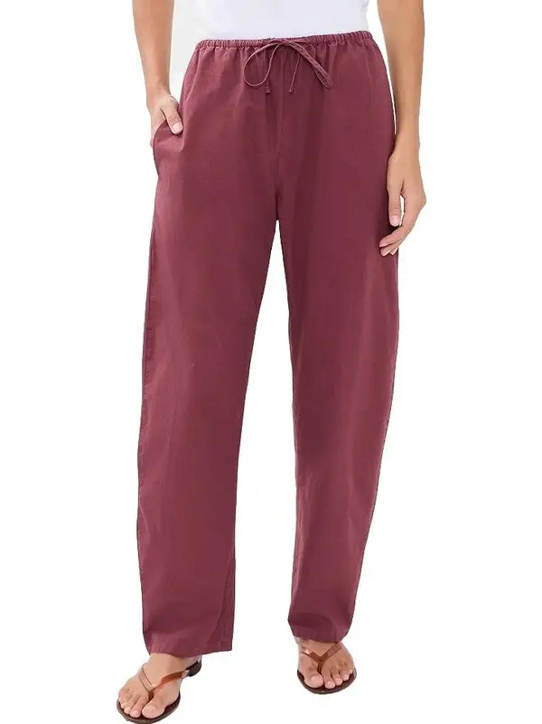 LESET Kyoto Drawstring Pants - Maroon