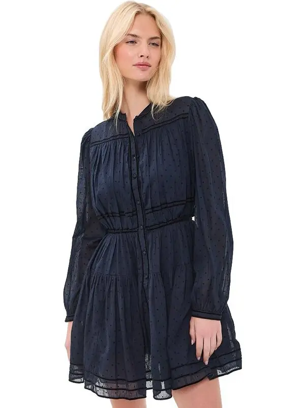 Ulla Johnson Lumi Long Sleeve Cotton Mini Dress - Nightfall