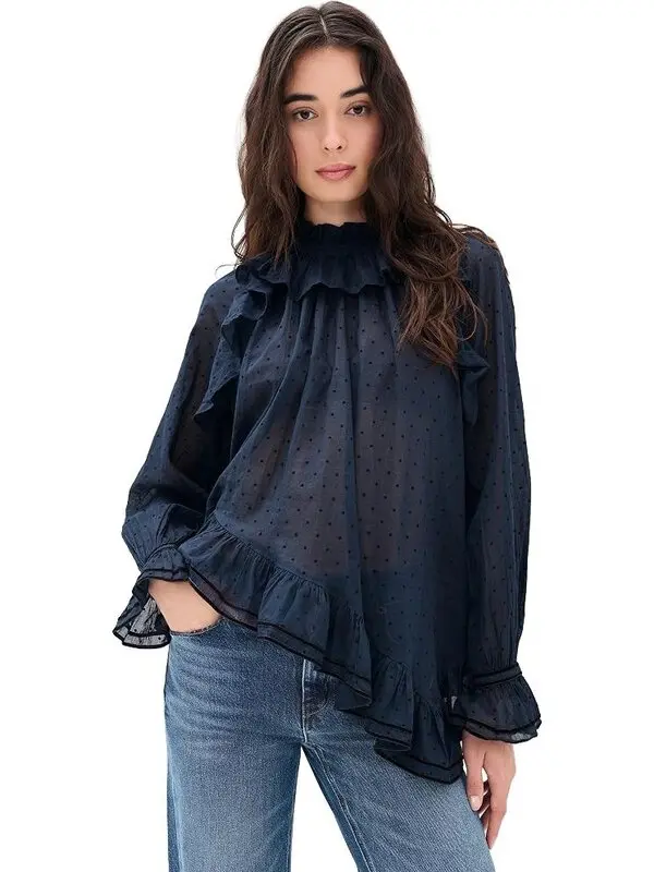 Ulla Johnson Marcella Long Sleeve Cotton Blouse - Nightfall