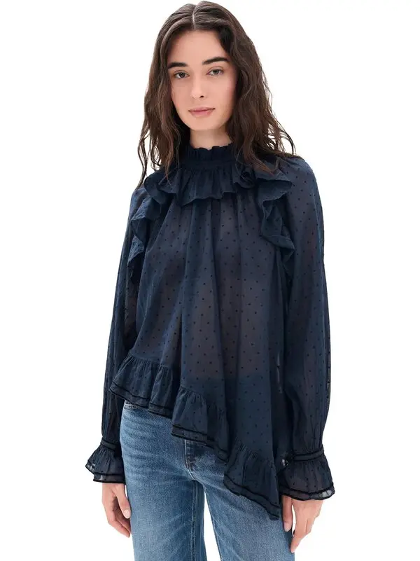 Ulla Johnson Marcella Long Sleeve Cotton Blouse - Nightfall