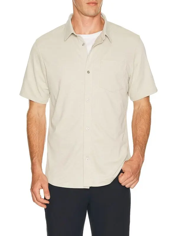 Vuori Knit Oxford Button Down Shirt In Cream - Trench
