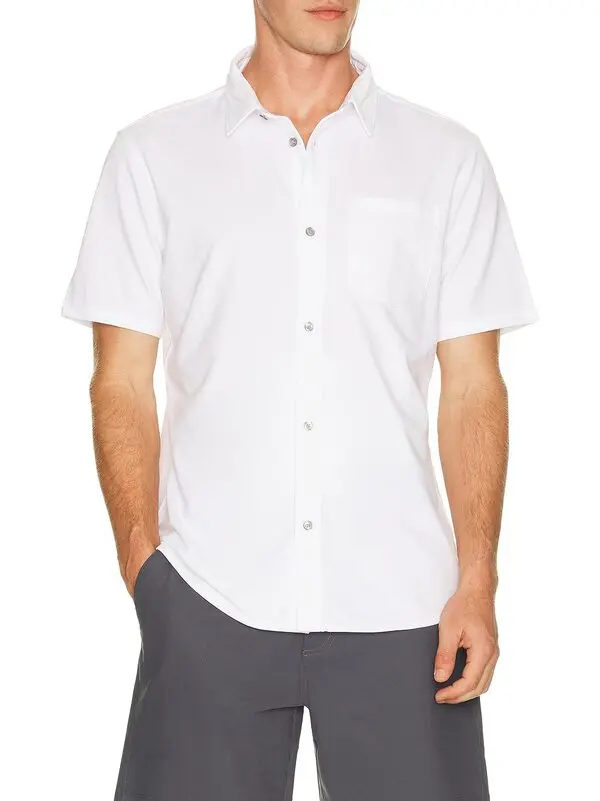 Vuori Knit Oxford Button Down Shirt In Cream - White