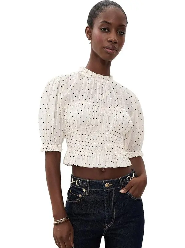 Ulla Johnson Rae Short Sleeve Cotton Top - Blanc