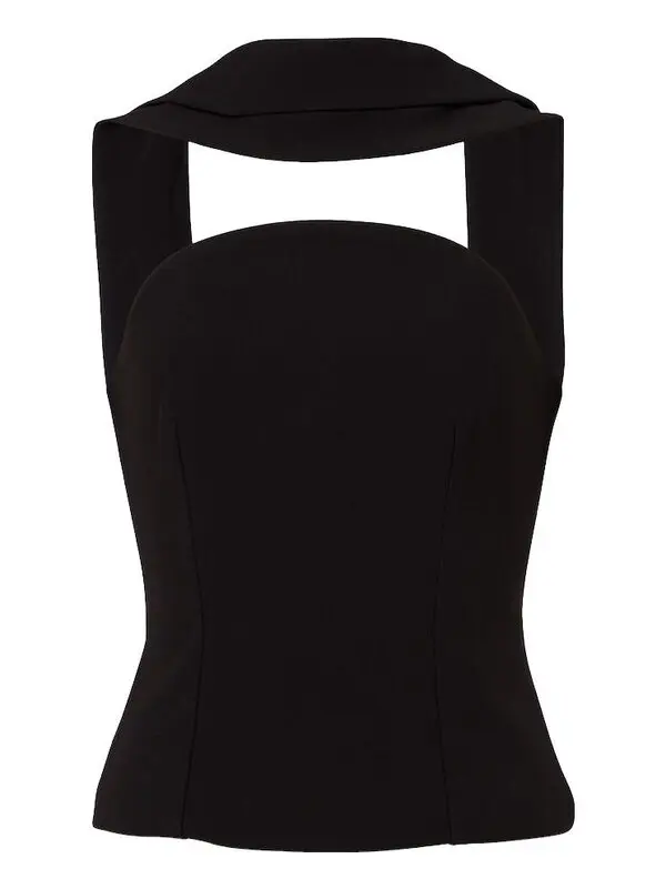 Roland Mouret Scarf-detail Crêpe Corset Top - Black