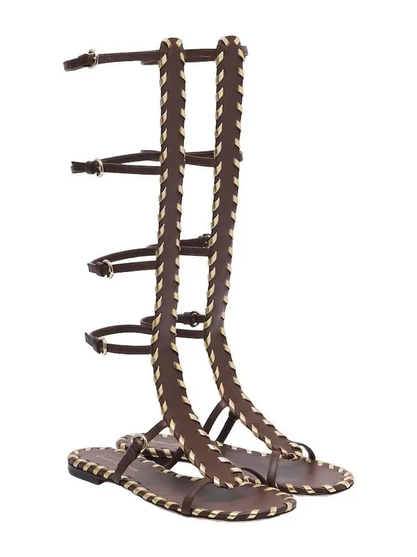 GIANVITO ROSSI Zaira Leather Gladiator Sandals - Brown
