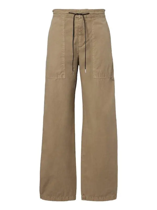FRAME Gallery Cotton Wide-leg Pants - Grey