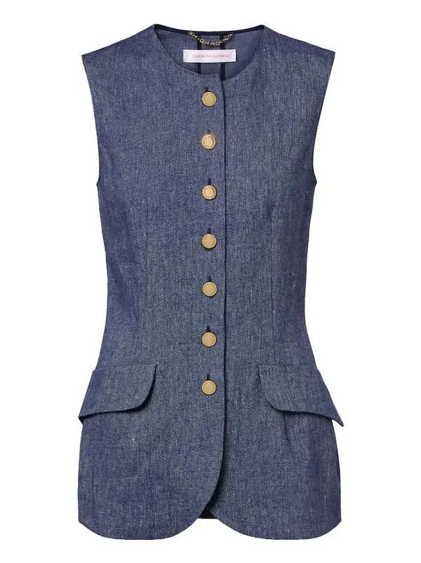 Carolina Herrera Linen, Wool, Silk, And Cashmere Vest - Blue