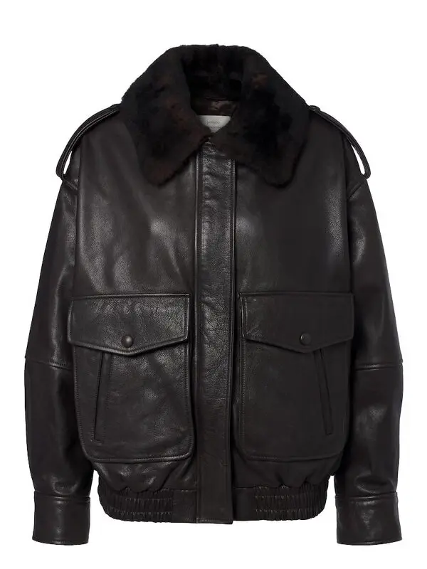 Loulou De Saison Russo Leather Bomber Jacket - Brown