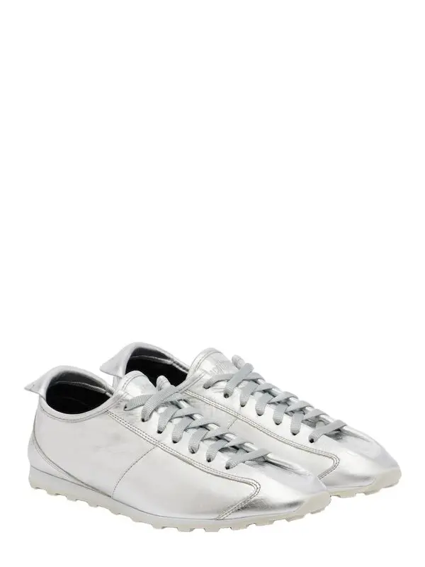Jacquemus Tennis Metallic Leather Sneakers - Silver