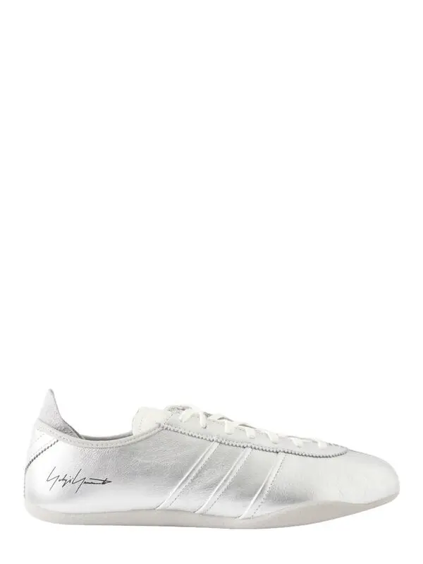 Jacquemus Metallic Leather Lace-up Sneakers - Silver