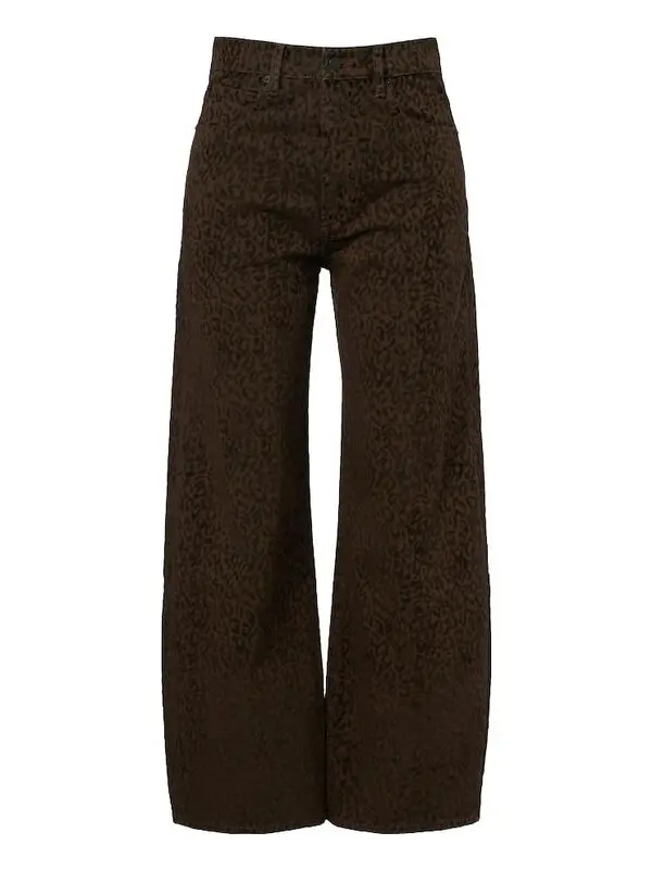 FRAME Bow Leopard-print Barrel-leg Jeans - Brown