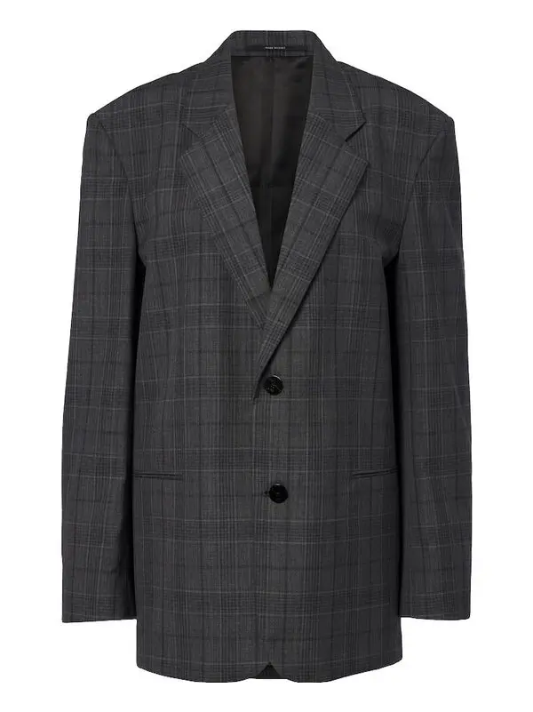 Gucci Oversized Checked Wool Blazer - Grey