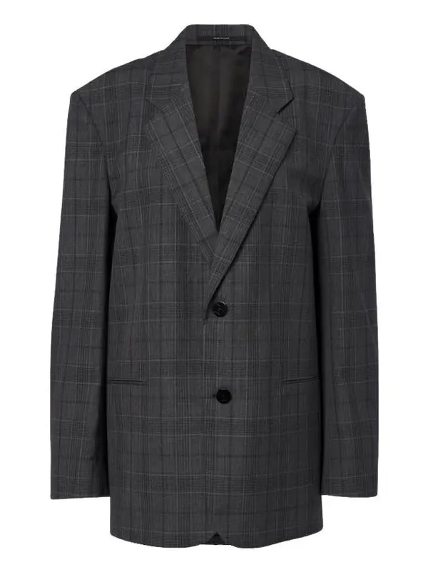 Gucci Oversized Checked Wool Blazer - Grey